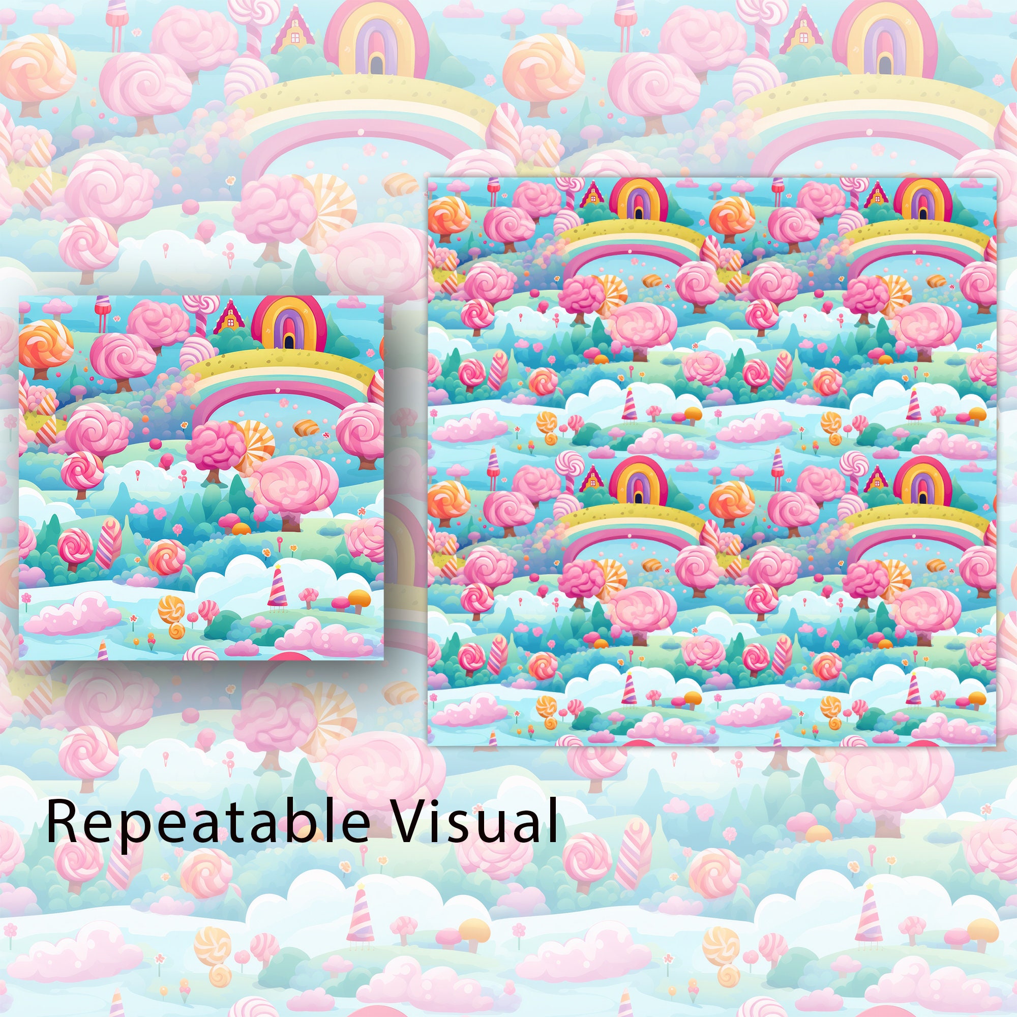 24 Candy Land and Wonderland Digital Papers, Repeatable, JPG ...