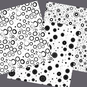 20 Black and White Circles Seamless Pattern Digital Paper | Geometric ...