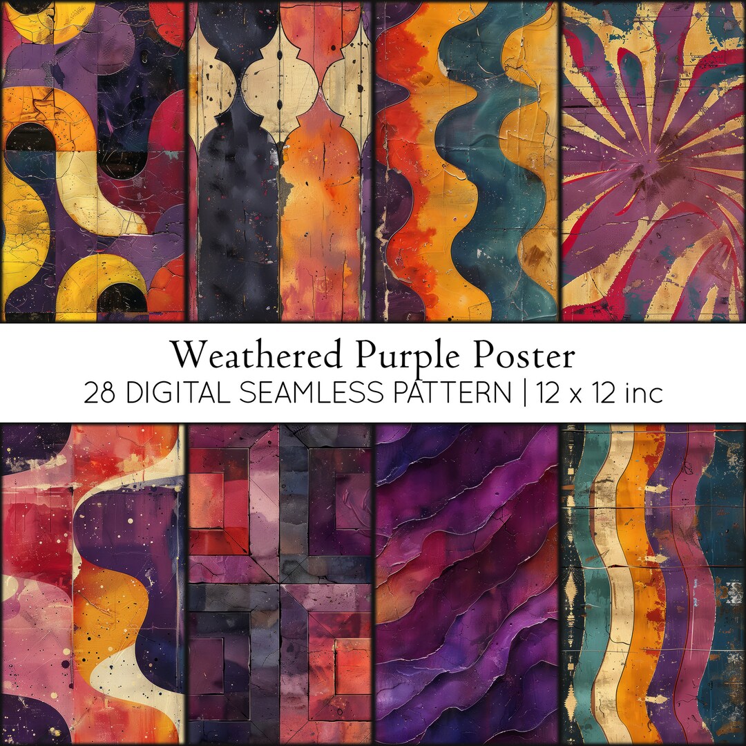 28 Weathered Purple Poster Digital Paper, JPG, Scrapbooking, Instant ...