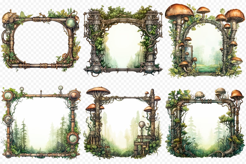 Steampunk Forest Frames | 26 Enchanting PNG Designs for Crafts ...