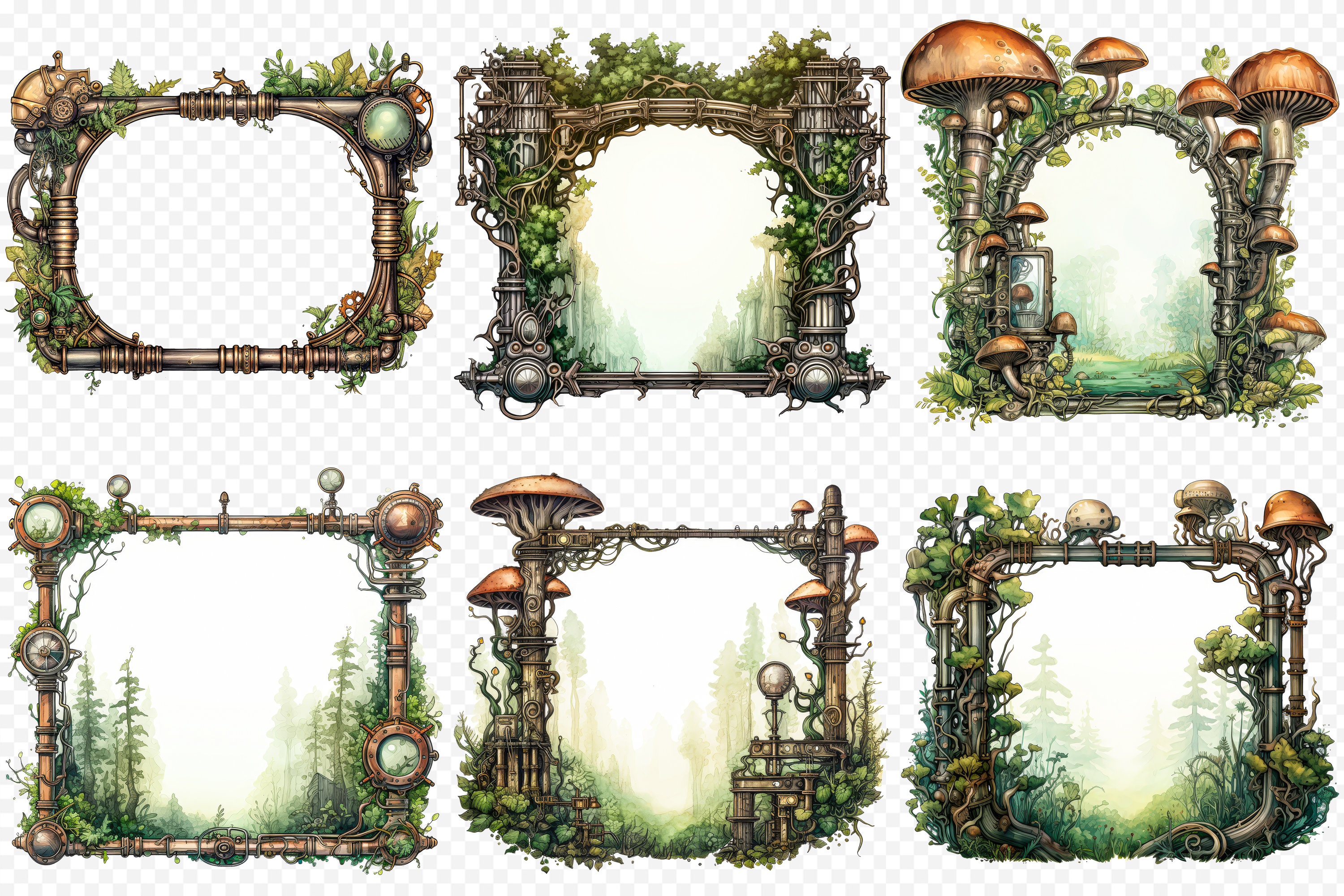 Steampunk Forest Frames 26 Enchanting PNG Designs for Crafts ...