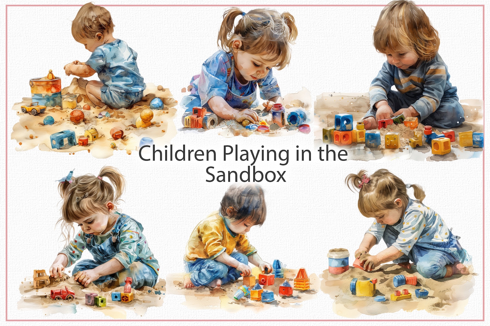 Watercolor Children Playing in Sandbox Clipart PNG, 38 Kids Playing ...