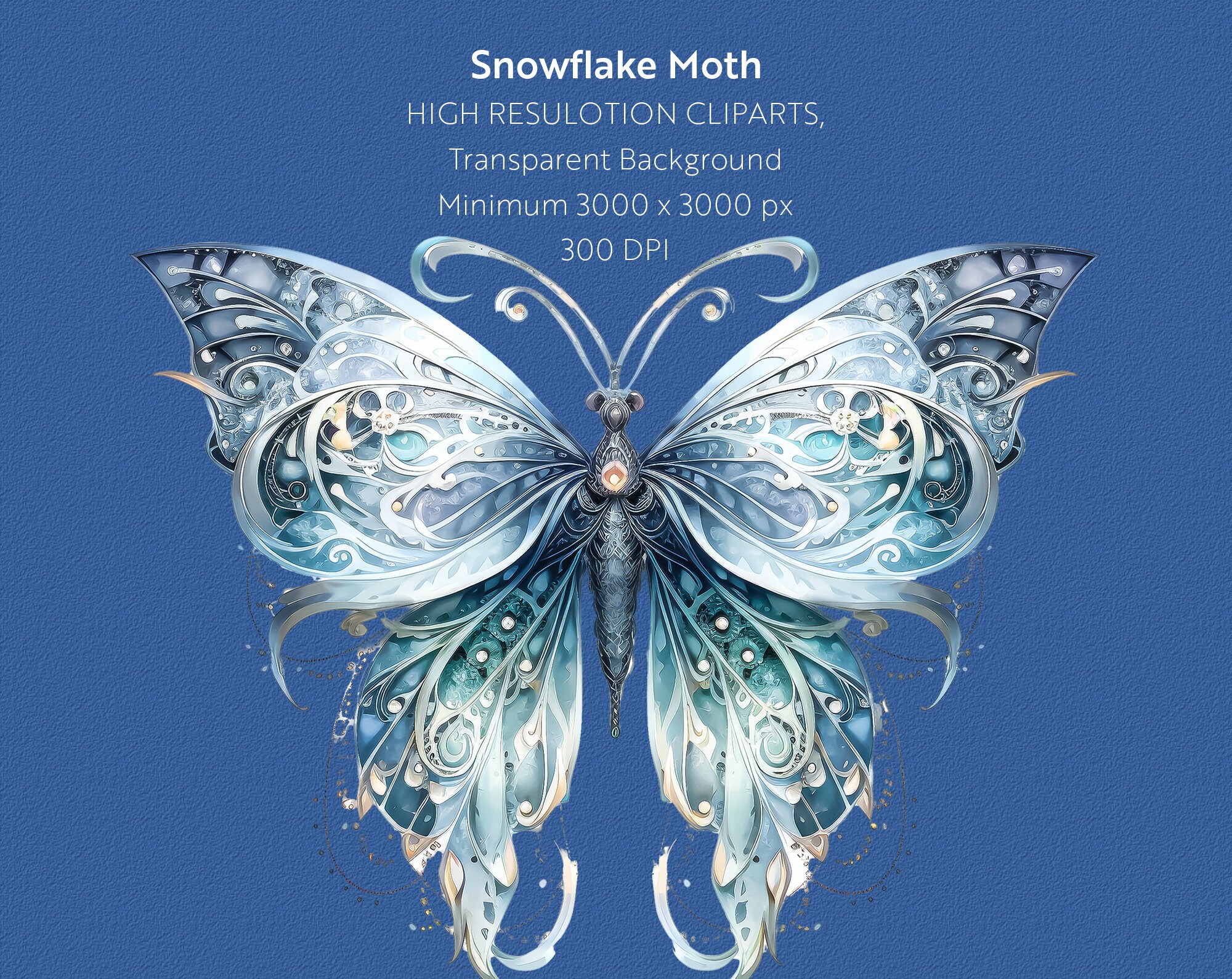 31 Snowflake Moth Clipart Collection Winter Wonderland - Etsy