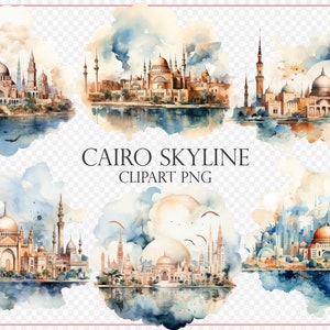 Cairo Skyline Clipart PNG - 24 Digital Cityscape Silhouette Overlay ...