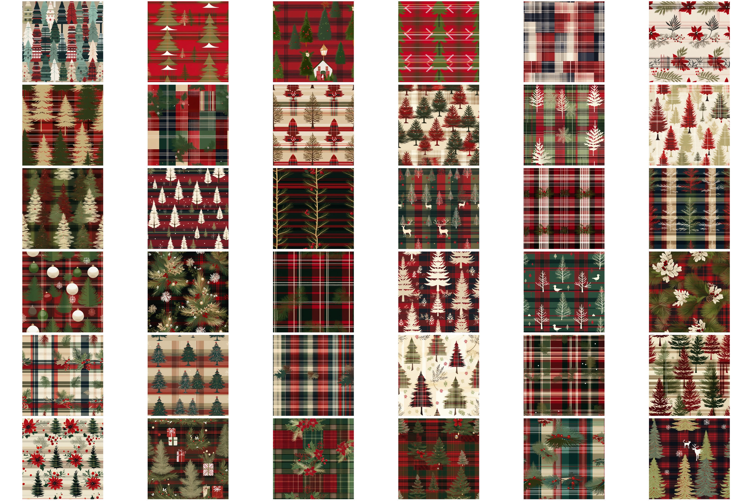 134 Christmas Time Digital Papers - Festive Holiday Patterns for ...