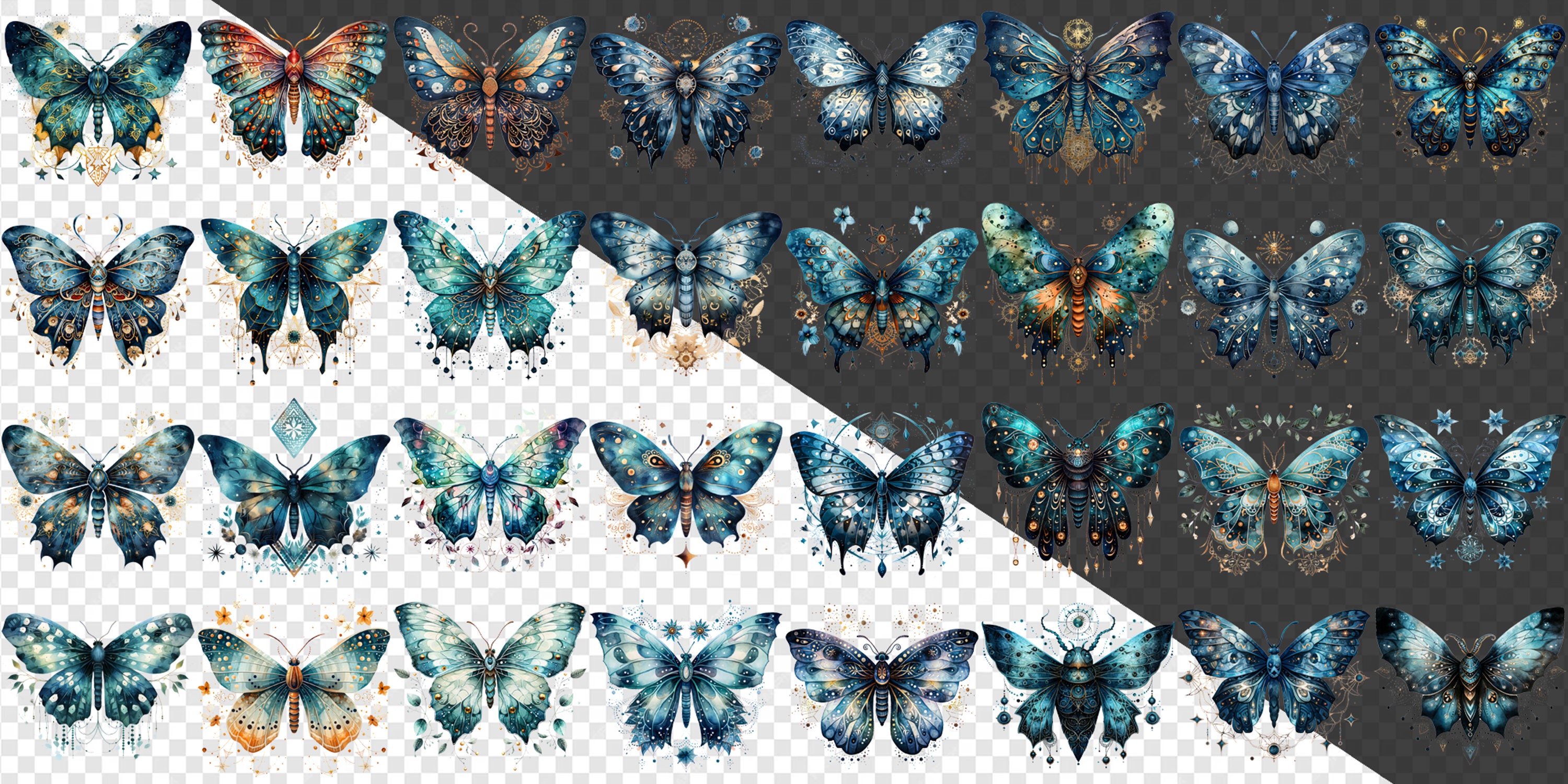 Celestial Moth Clipart - Mystical Moth PNG, Ethereal Luna Moth Graphics ...