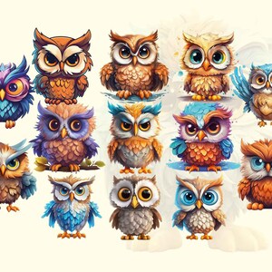 Owl Clipart Bundle - Digital Owl Art, Transparent Background, Instant ...