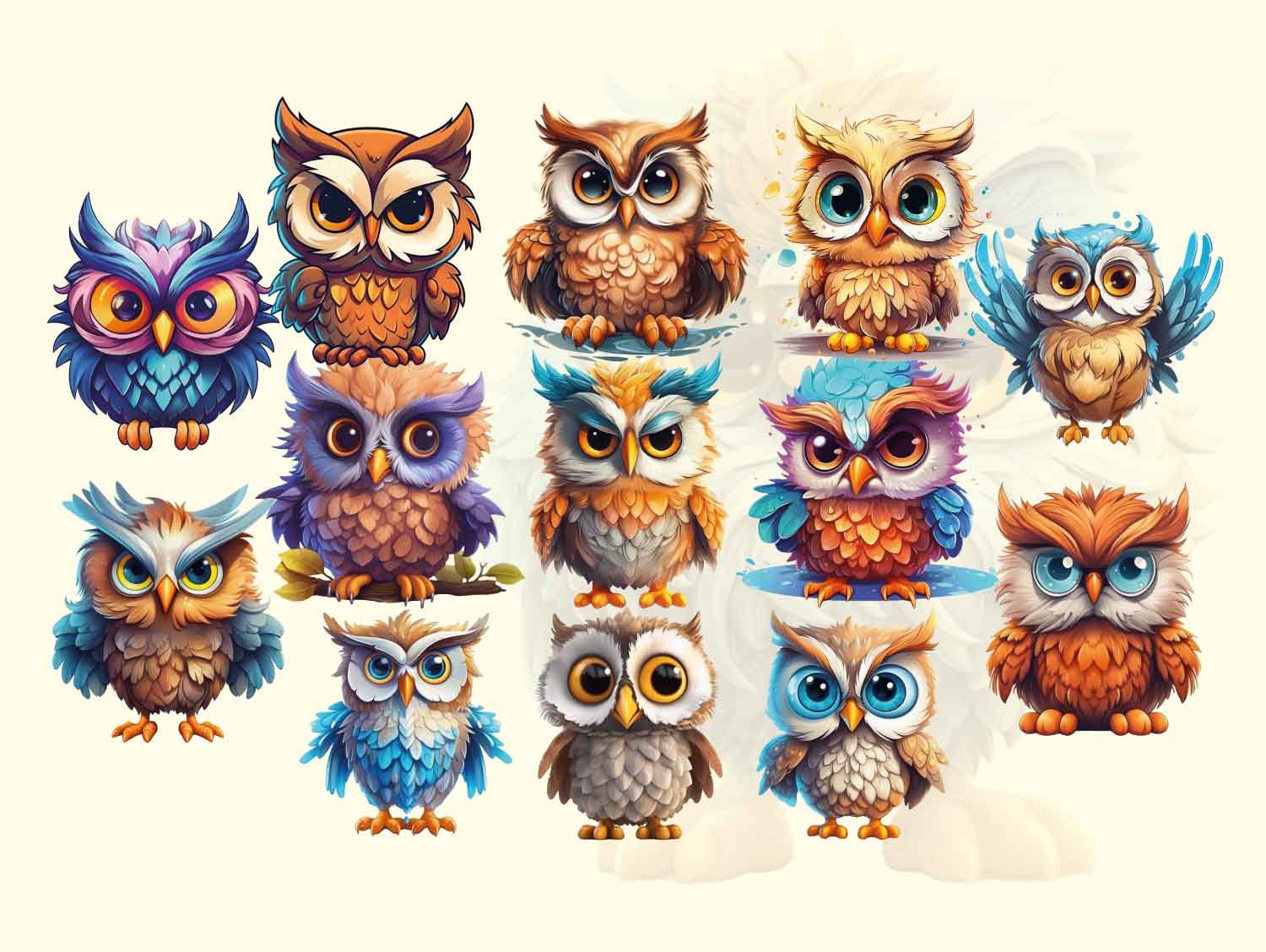 Owl Clipart Bundle Digital Owl Art, Transparent Background, Instant ...