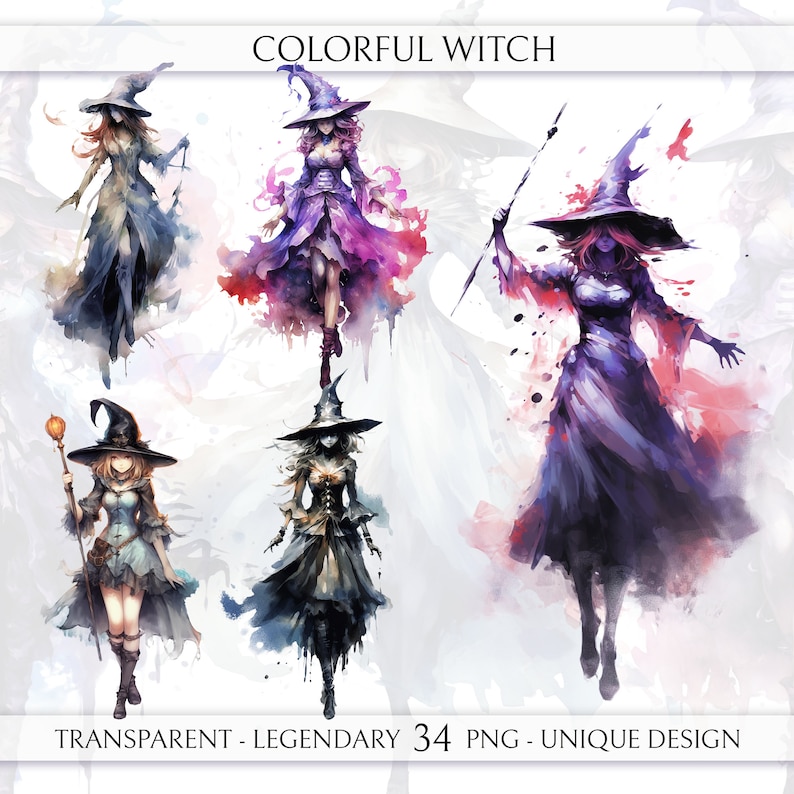 Colorful Witch Witch PNG 34 PNG Legendary Art Transparent - Etsy