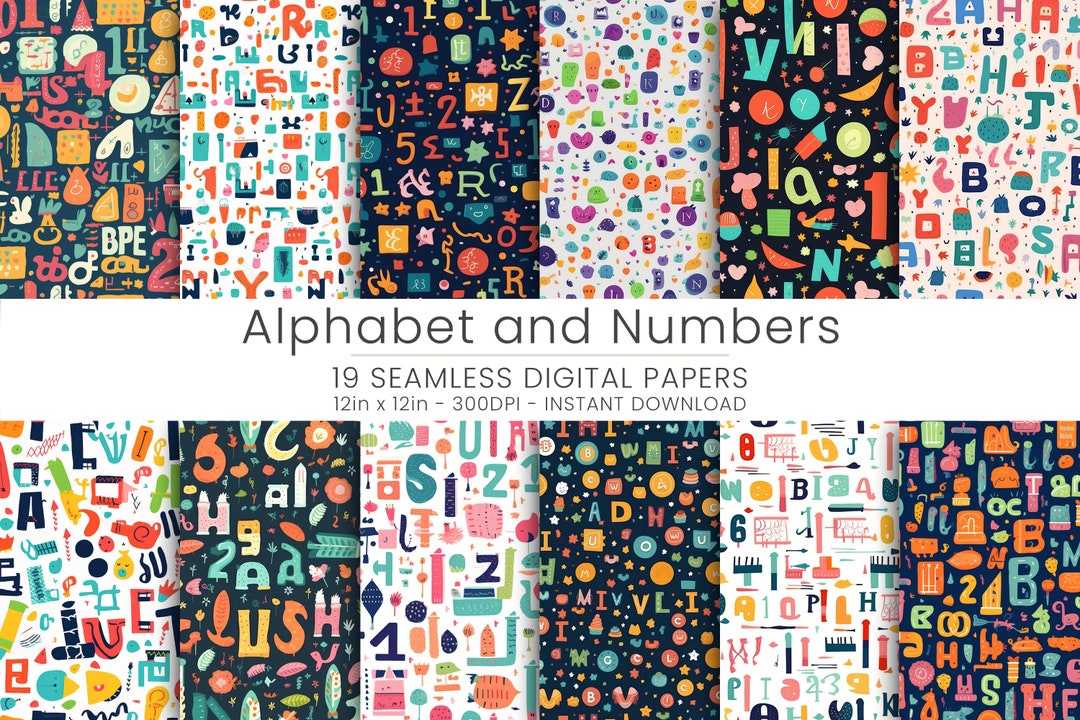 19 Seamless Alphabet and Numbers Pattern - Educational Scrapbooking ...