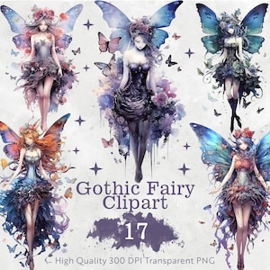 Gothic Fairy Clipart Bundle | 17 Dark Fantasy PNG Designs | Perfect for ...