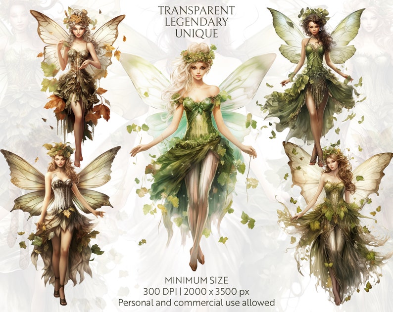 33 PNG Woodland Fairy Clipart Bundle Featuring Enchanting - Etsy Australia