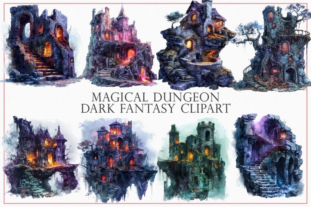 Magical Dungeon Clipart, 24 Dark Fantasy PNG, Magical Ambiance and Dark ...