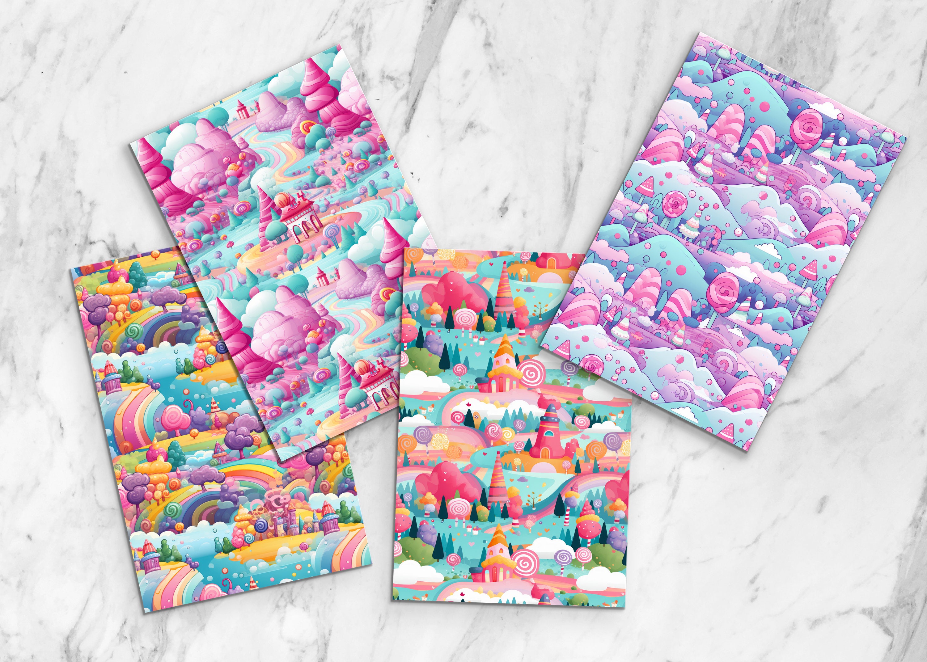 24 Candy Land and Wonderland Digital Papers, Repeatable, JPG ...