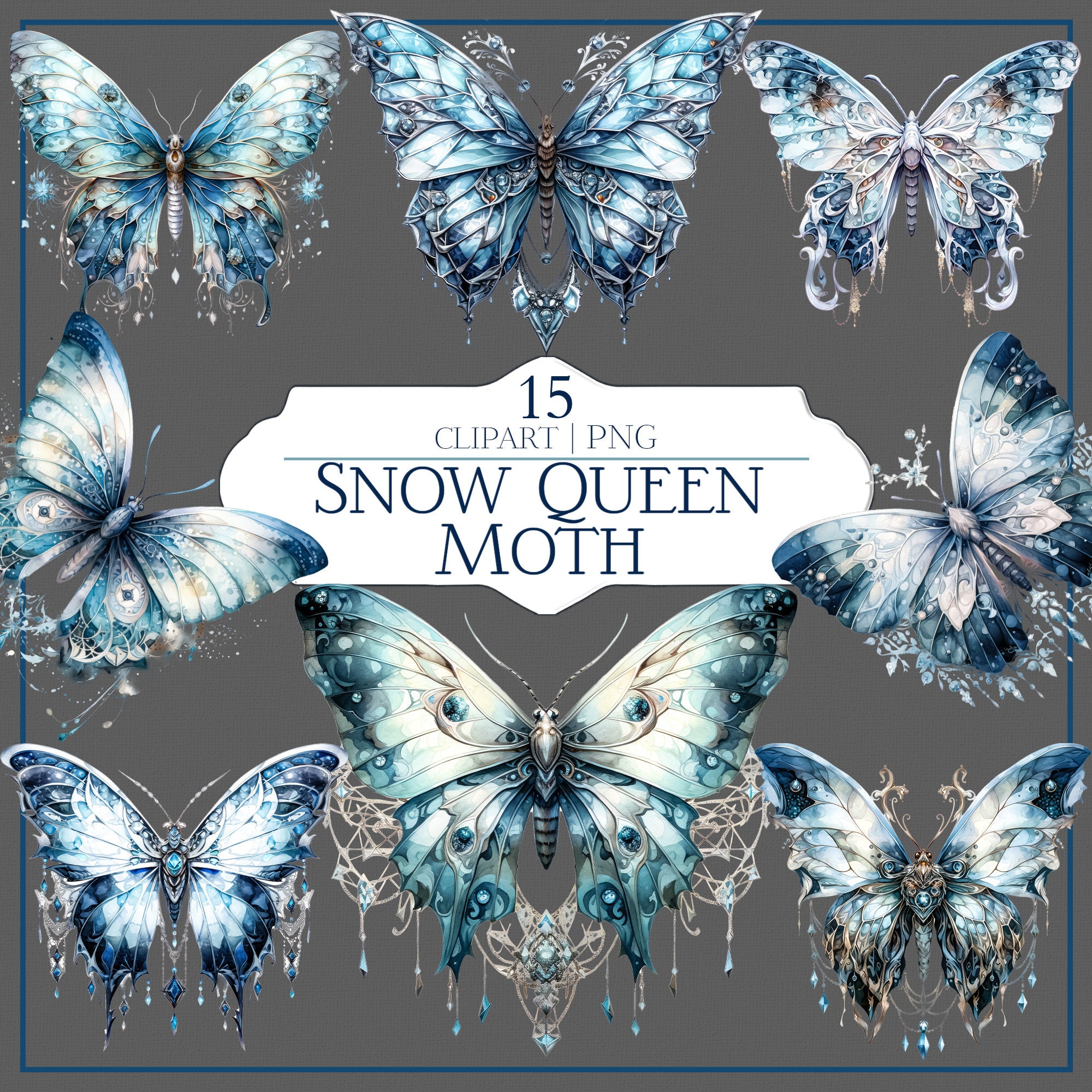 Snow Queen Moth Clipart Set 15 Winter Fairy Tale Graphics - Etsy