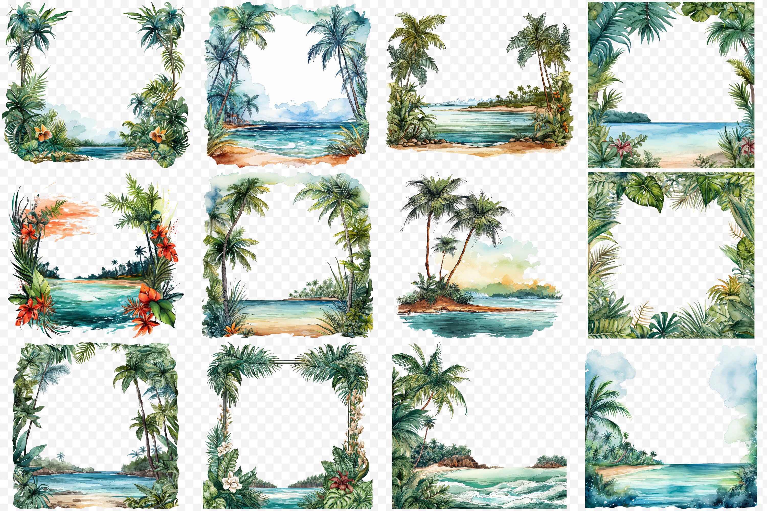 Tropical Palm Frame Clipart | 32 PNG Designs for Beach Crafts ...