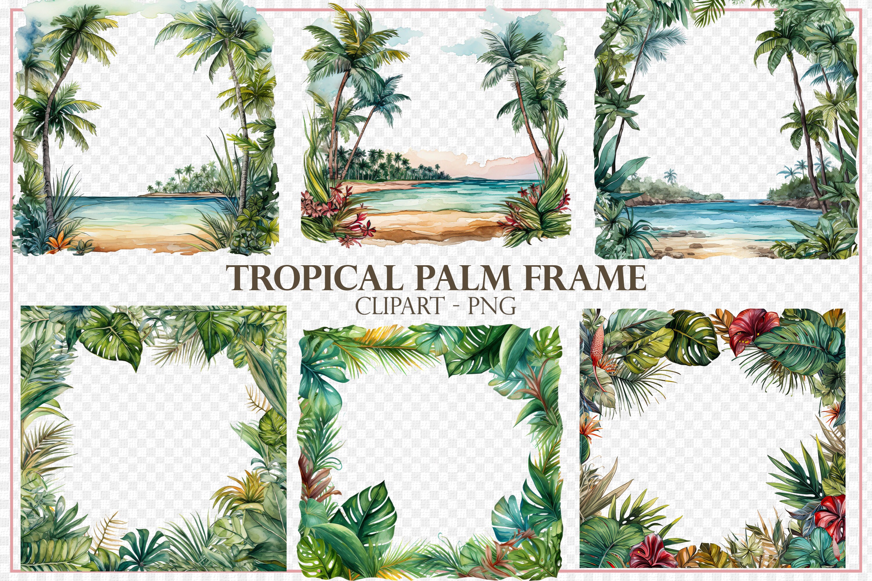 Tropical Palm Frame Clipart | 32 PNG Designs for Beach Crafts ...