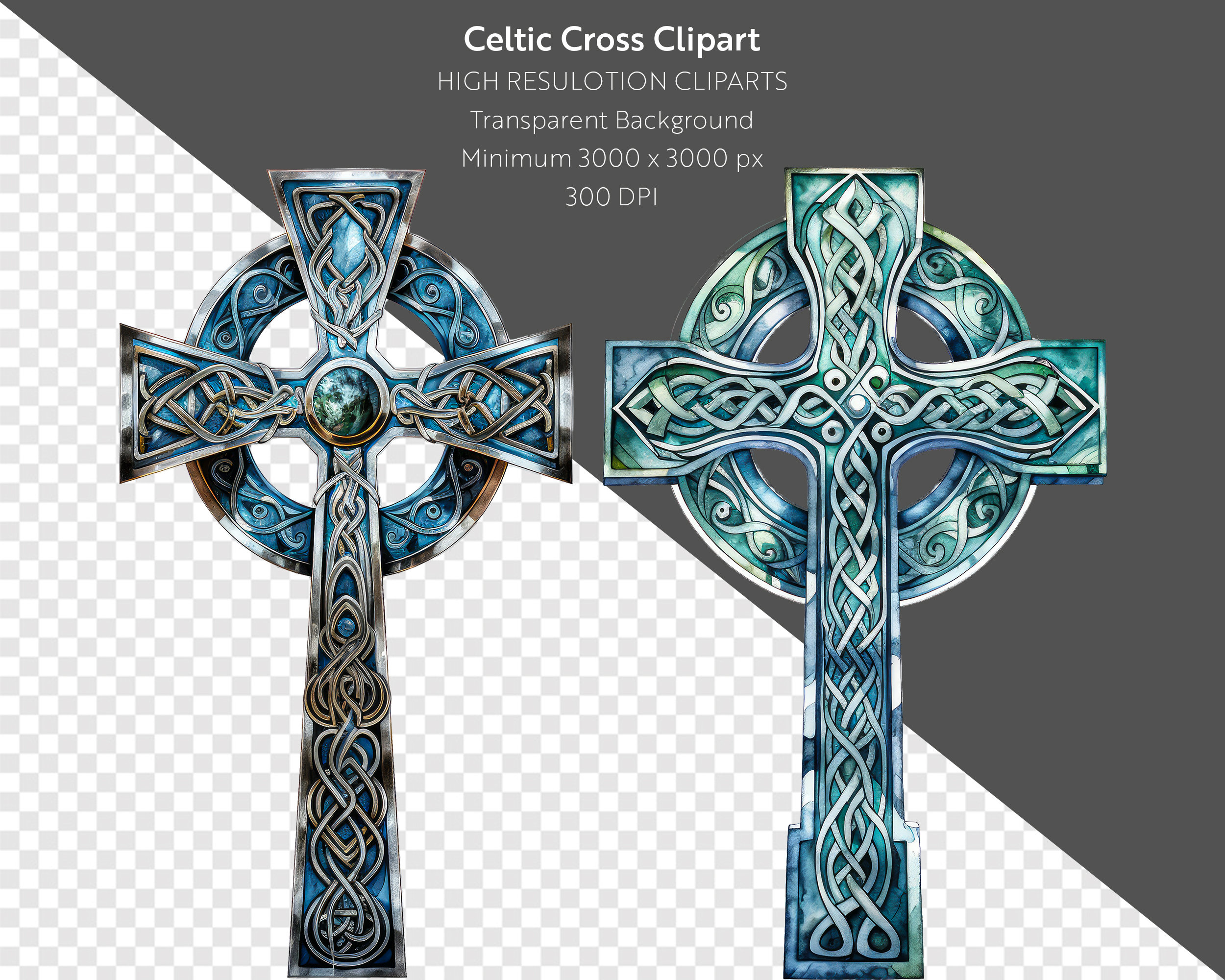 Celtic Cross Clipart – 27 Irish Illustrations (digital PNG) - Etsy