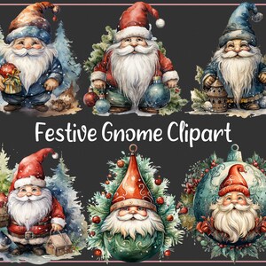 Festive Gnome Clipart, Christmas Gnome PNG, Holiday Gnome Clip Art ...