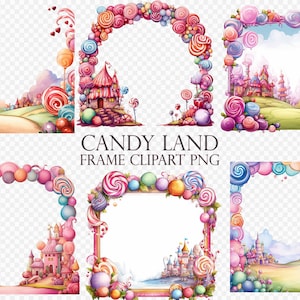Colorful Candy Land Clipart Frame, 53 Instant Download PNG, Sweet Candy ...