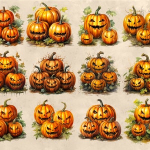 Halloween Jack-o'-lanterns Clipart - 22 PNG - Spooky Pumpkin ...