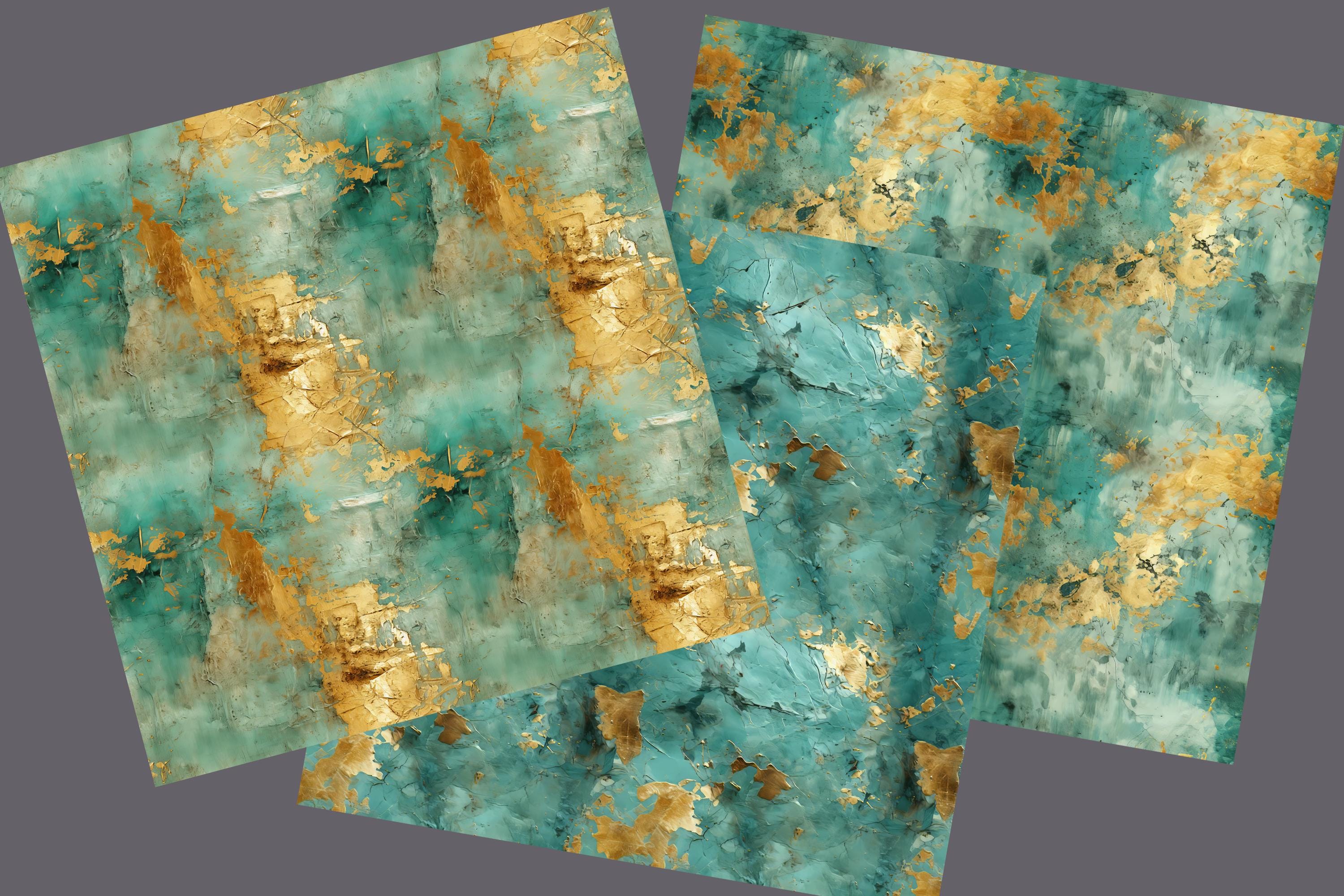 20 Aqua Gold Seamless Patterns - Elegant Digital Paper for Crafts ...
