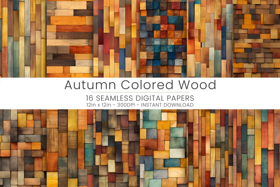 16 Autumn Colored Wood Digital Paper, Home Decor, Scrapbooking ...
