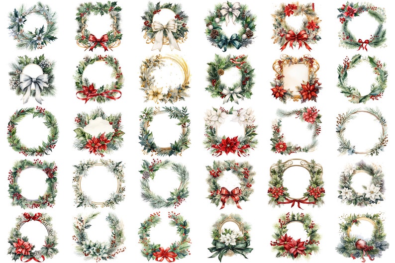 Christmas Wreath Clipart Christmas Winter Holiday Clip Art in PNG ...