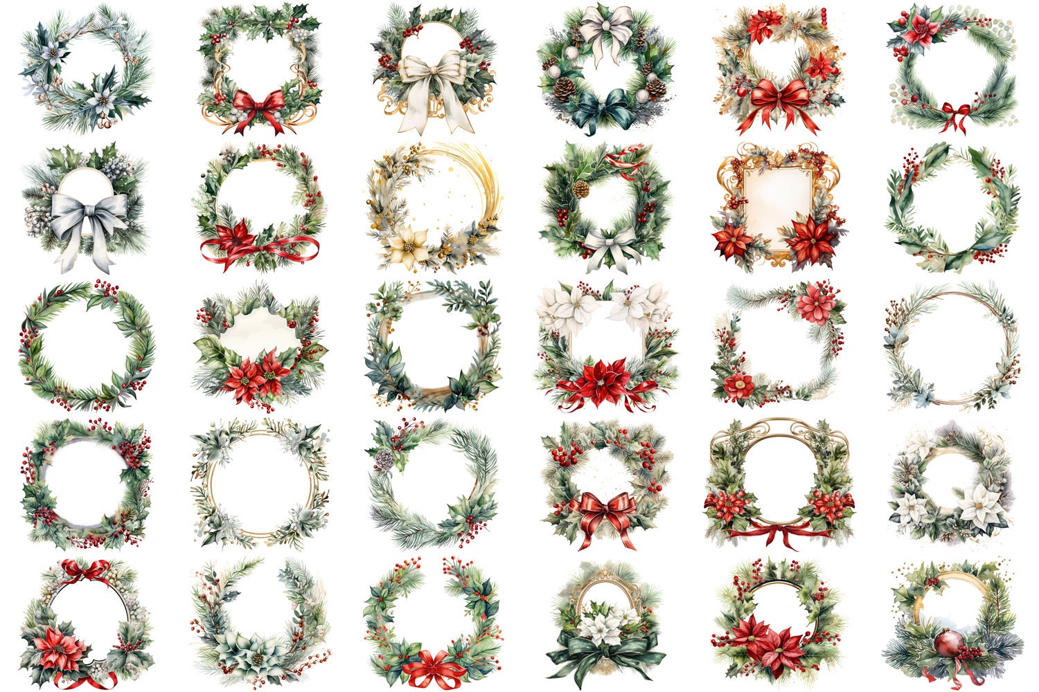 Christmas Wreath Clipart Christmas Winter Holiday Clip Art in PNG ...