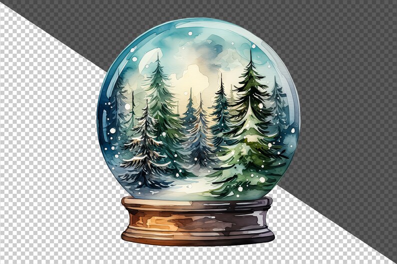 Christmas Snow Globe Clipart, Holiday PNG Graphics (digital Download ...