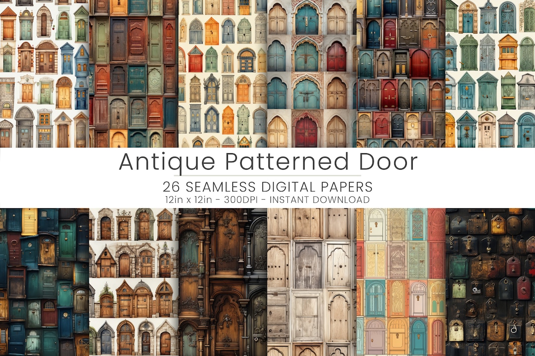 26 Antique Patterned Door Digital Paper - Vintage Elegance for Your ...