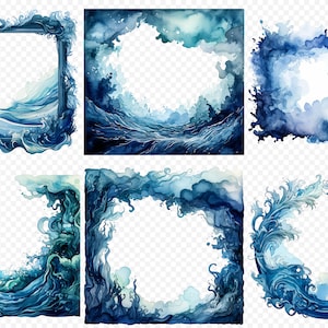 Deep Blue Abyss Frame Clipart | 30 High-quality PNG Ocean Frames for ...