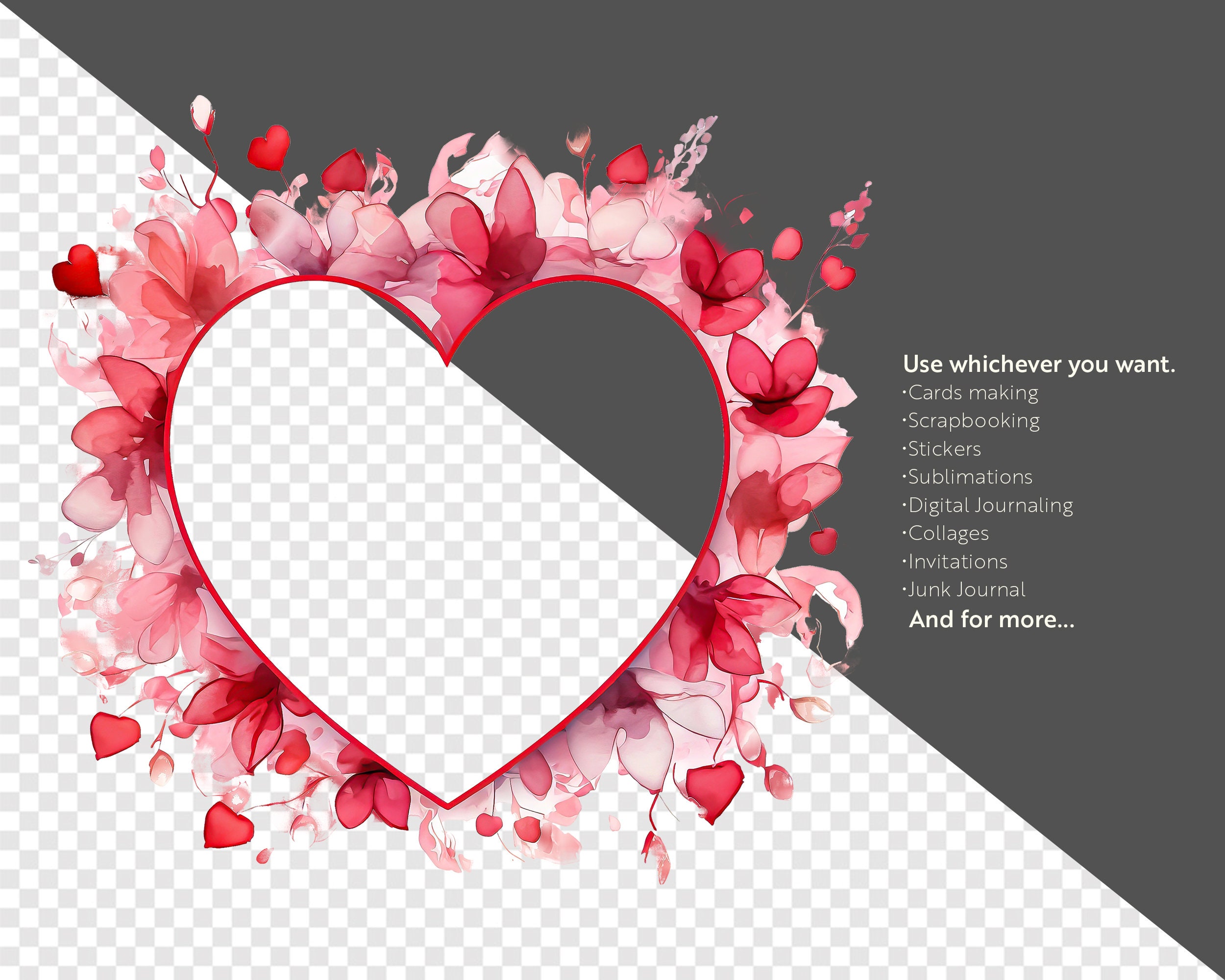 Valentine Pink Heart Frame Clipart, 20 Romantic Borders, Love Designs ...