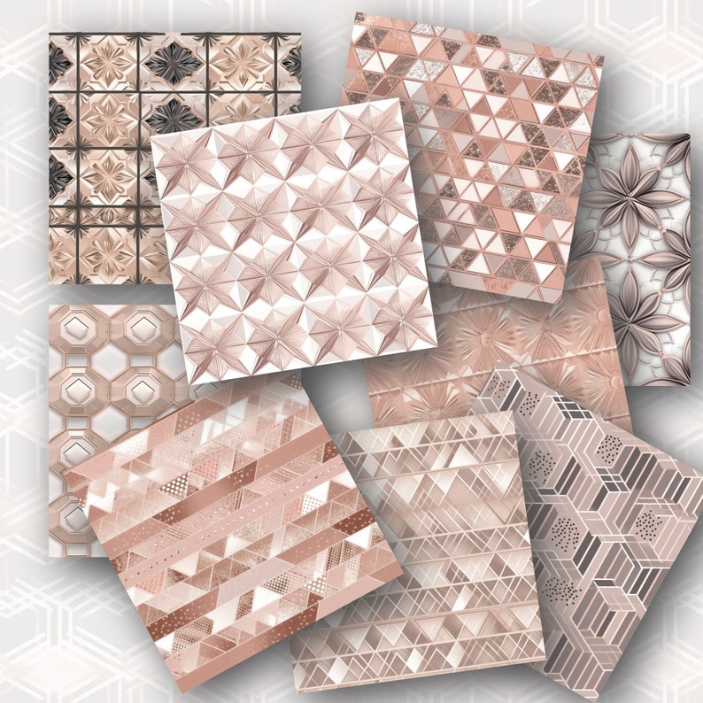 36 Luxury Rose Gold Digital Paper, Repeating Pattern, Home Decoration ...