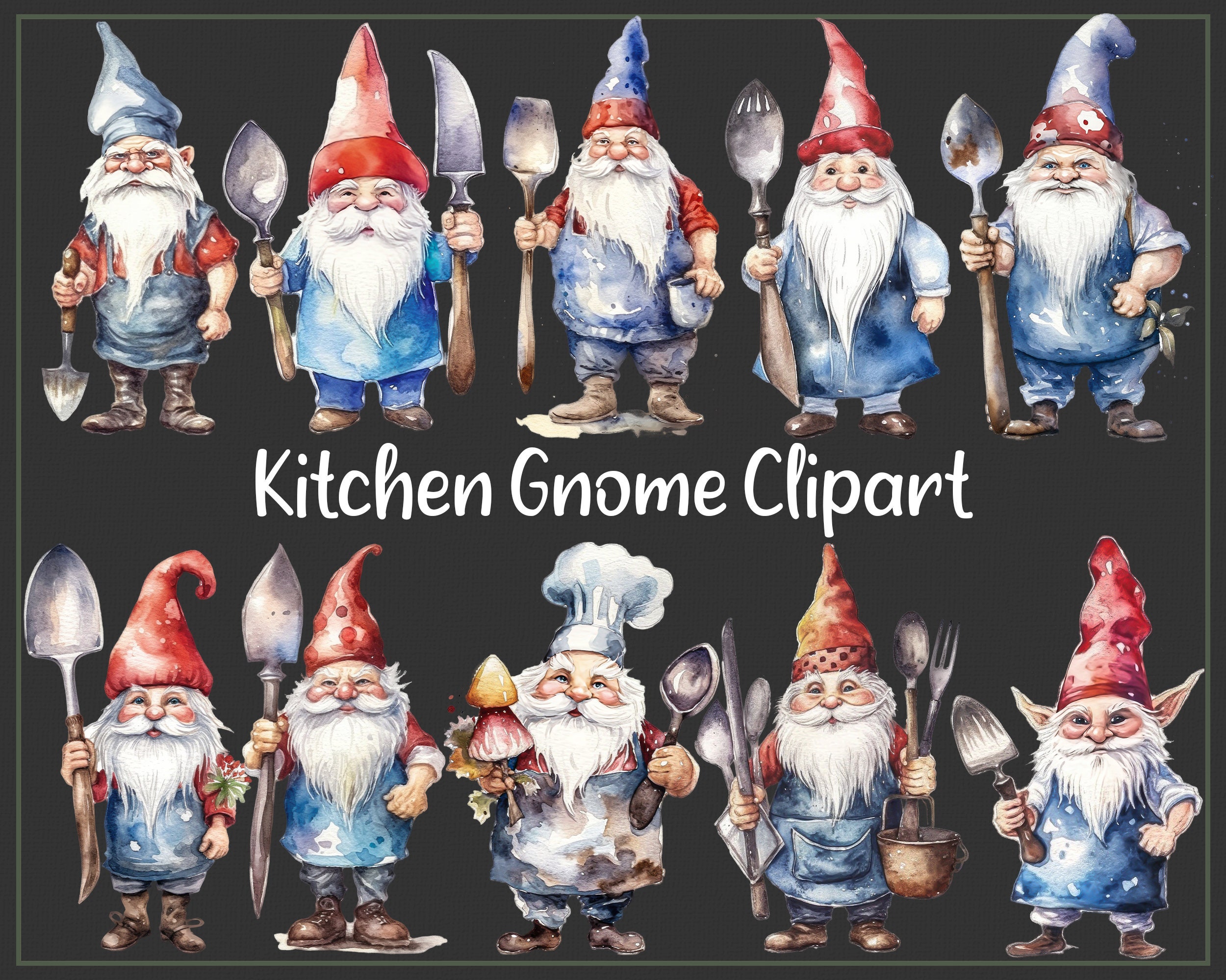 Kitchen Gnome Clipart Culinary Gnome PNG Cooking Gnome - Etsy