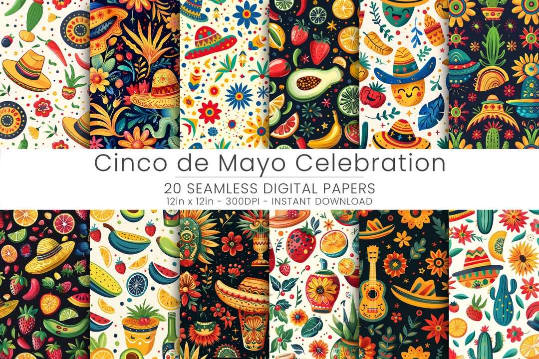 20 Cinco De Mayo Celebration Digital Paper, Home Decor, Scrapbooking ...