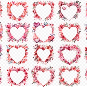 Valentine Pink Heart Frame Clipart, 20 Romantic Borders, Love Designs ...