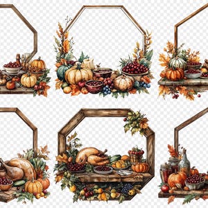 Thanksgiving Harvest Frame PNG Set | Autumn Food Clipart | Fall Table ...