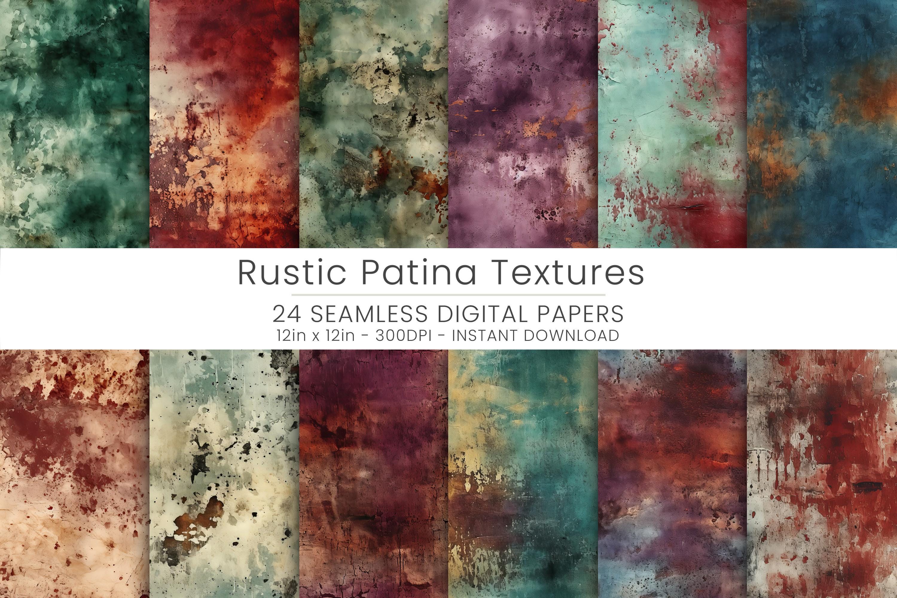 24 Rustic Patina Textures Digital Paper - Vintage, Weathered, Seamless ...