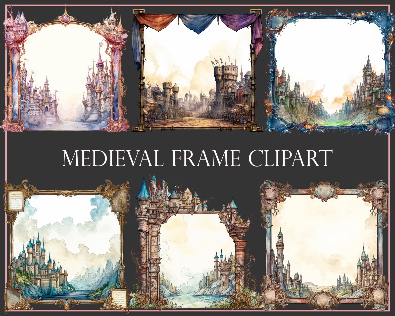 Medieval Frame Clipart 23 Vintage Borders, Renaissance Design, Old ...