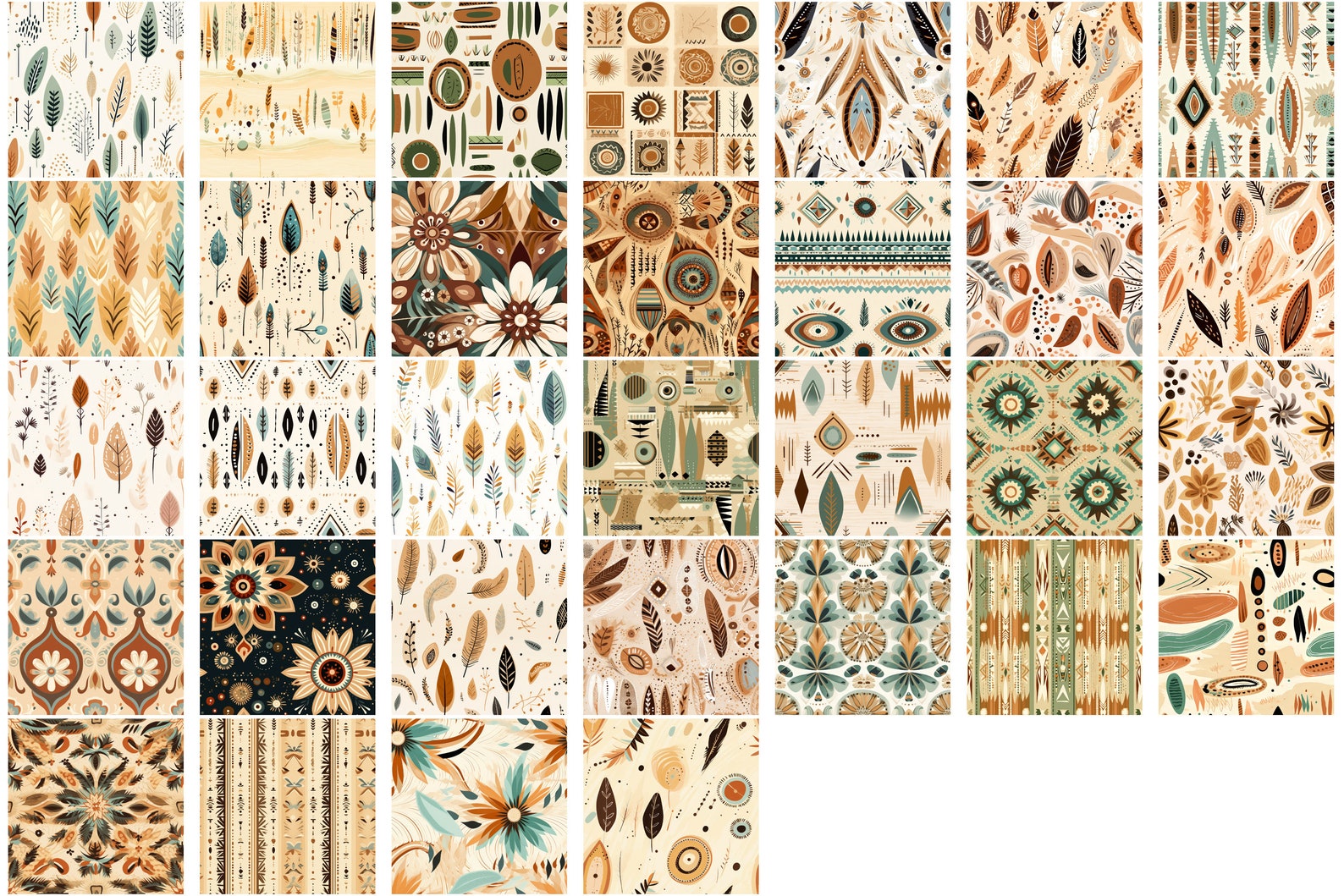 32 Earth Tone Bohemian Digital Paper, Home Decor, Repeatable, JPG ...