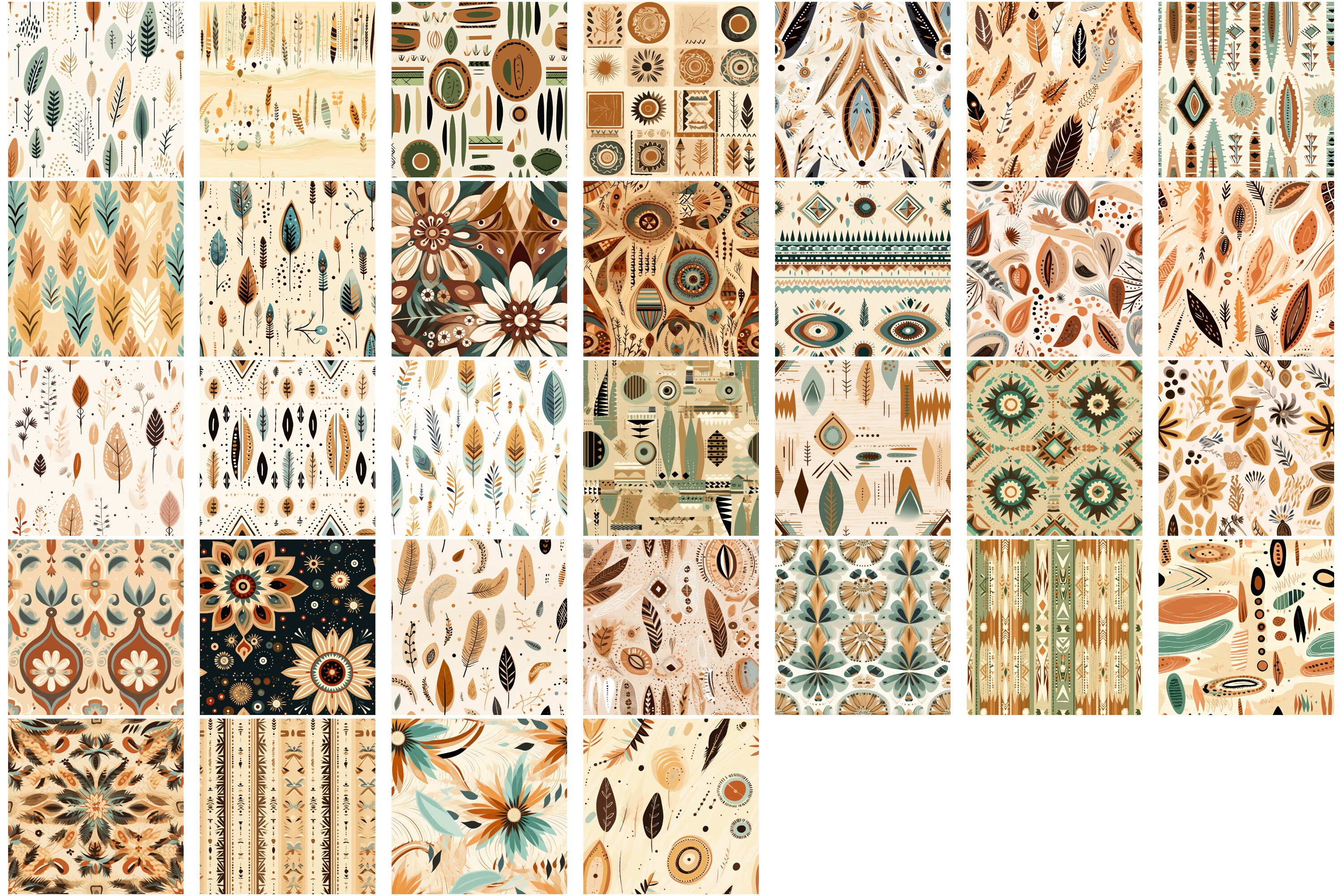 32 Earth Tone Bohemian Digital Paper, Home Decor, Repeatable, JPG ...