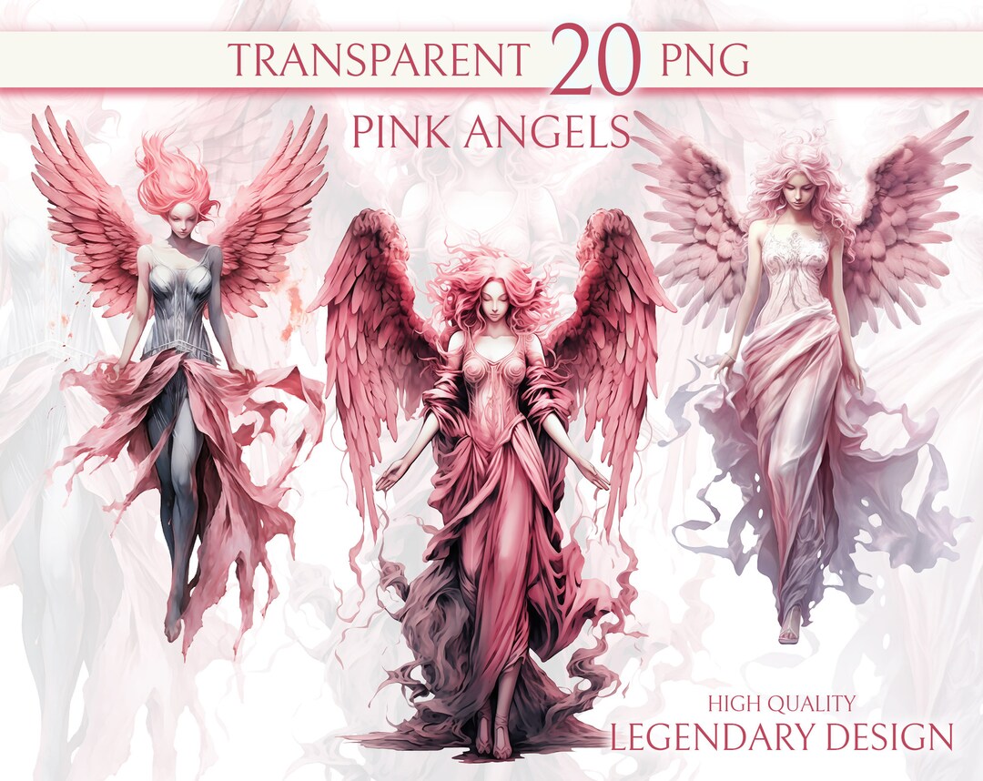 Pink Angel, Angel PNG, 20 PNG, Legendary Art, Transparent Background ...
