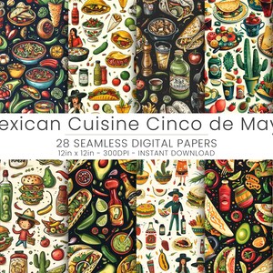 28 Mexican Cuisine Cinco De Mayo Digital Papers, Cinco De Mayo ...