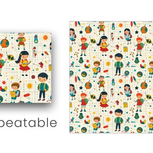 20 School Kids Pattern Seamless Digital Paper | Fun Children’s ...