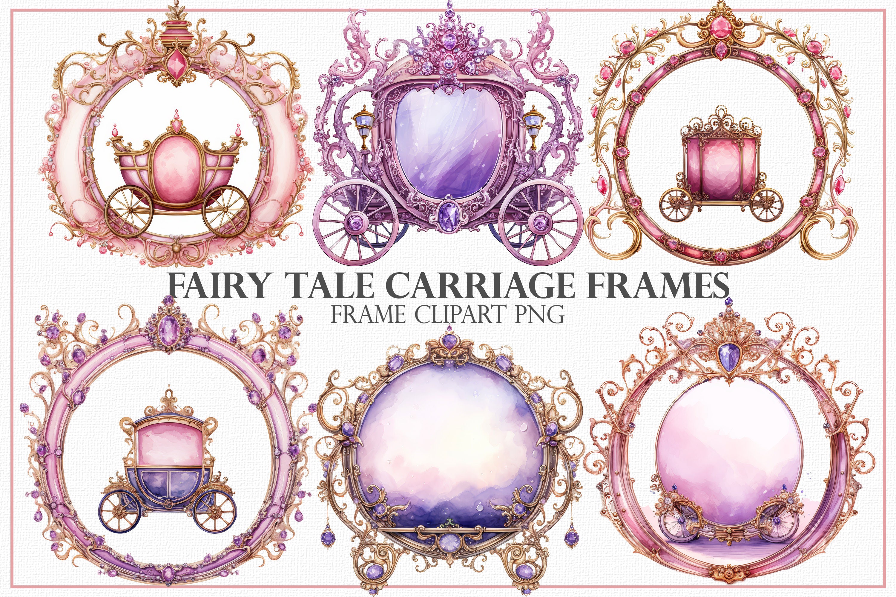Fairy Tale Carriage Frames | 12 Magical PNG Designs for Crafts ...