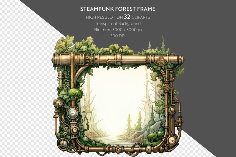 Steampunk Forest Frames | 26 Enchanting PNG Designs for Crafts ...