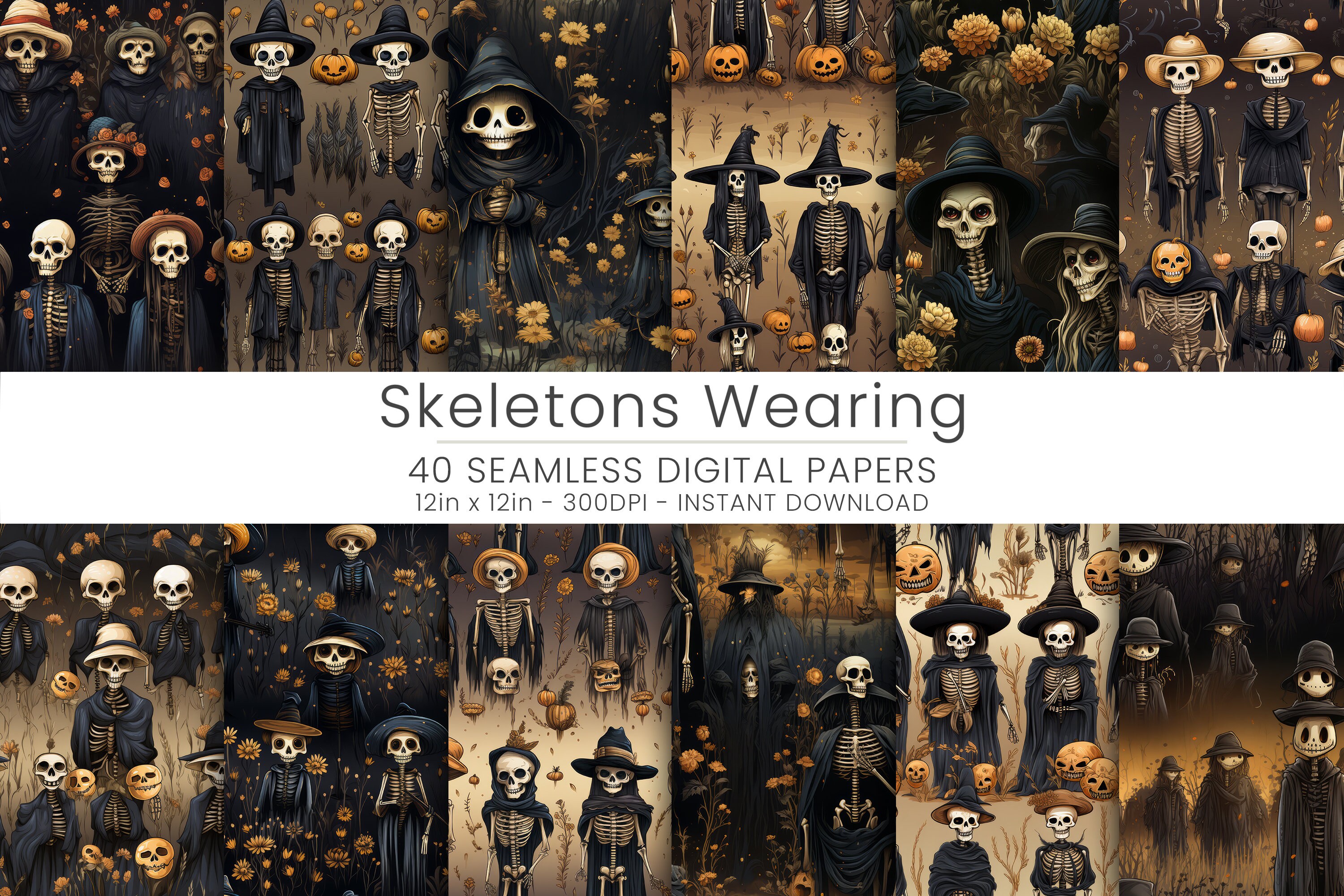 40 Skeletons Wearing Digital Paper - Unleash Quirky Creativity With ...