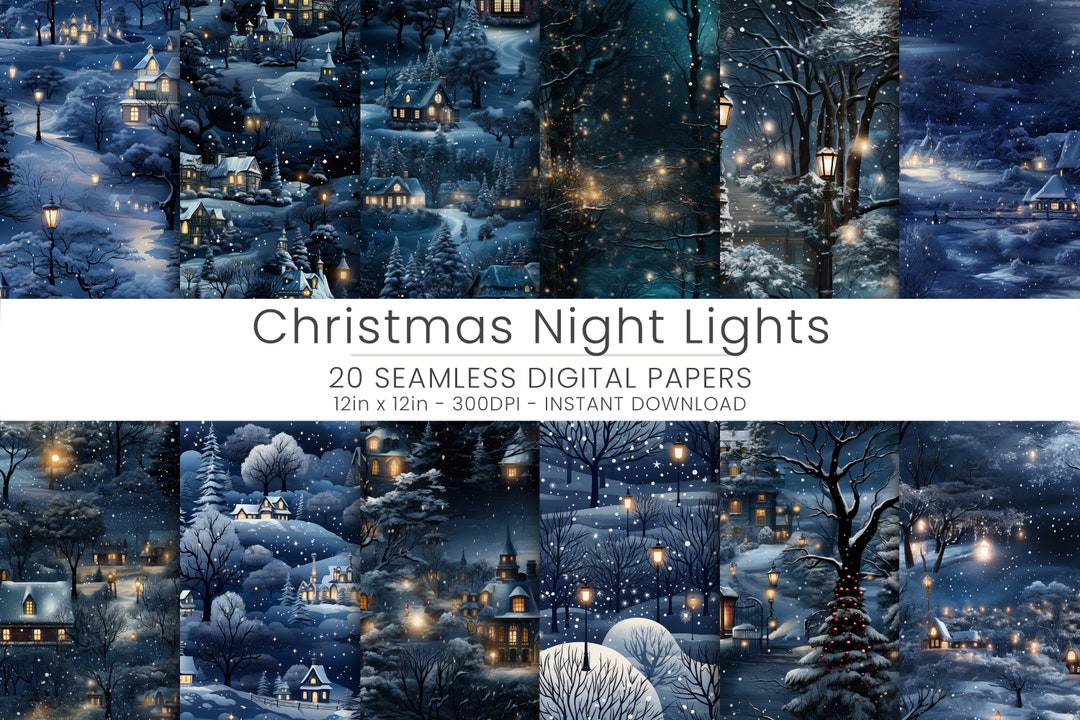 20 Christmas Night Lights Digital Papers - Festive Patterns for ...