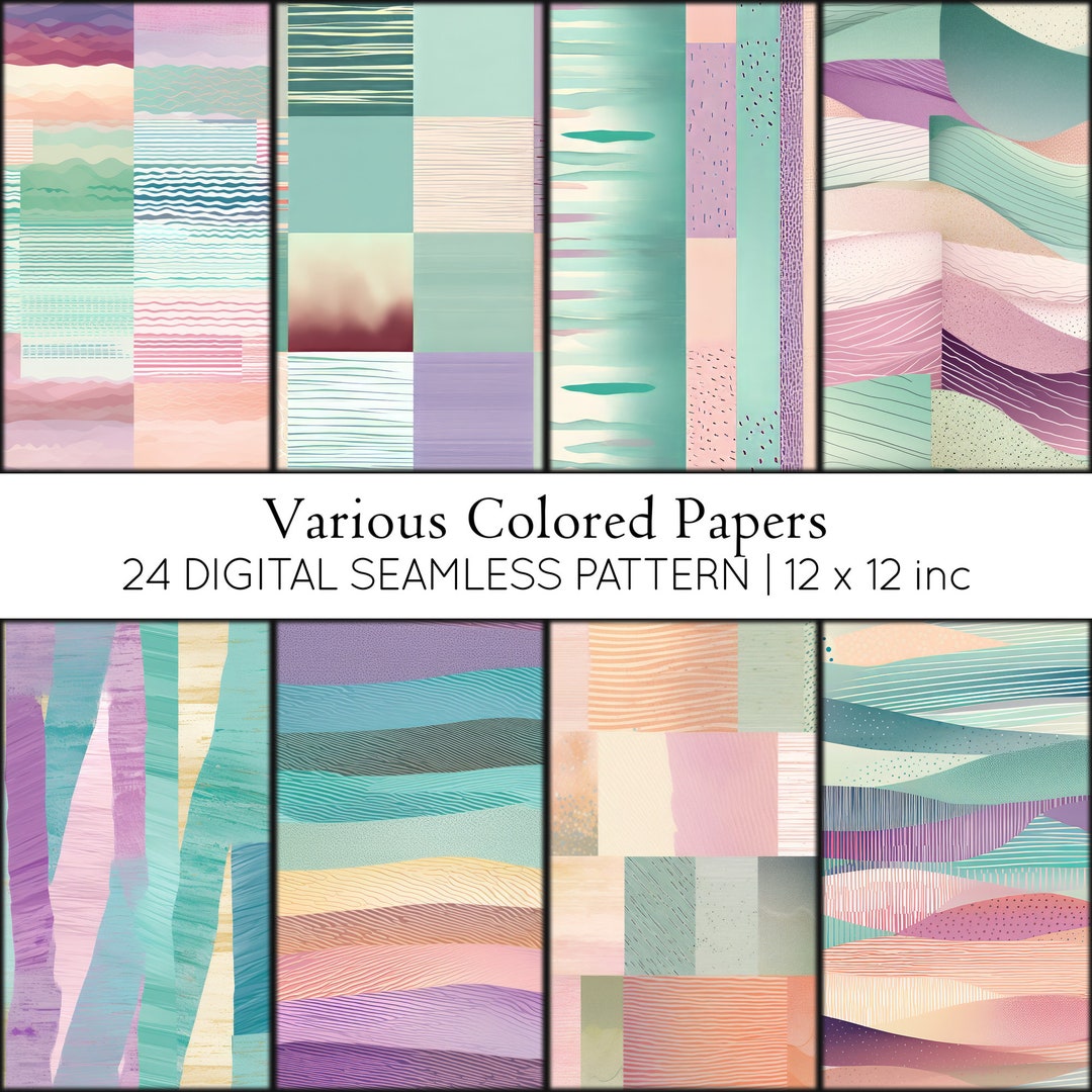 24 Various Colored Papers Digital Paper, Digital Paper, JPG, Instant ...
